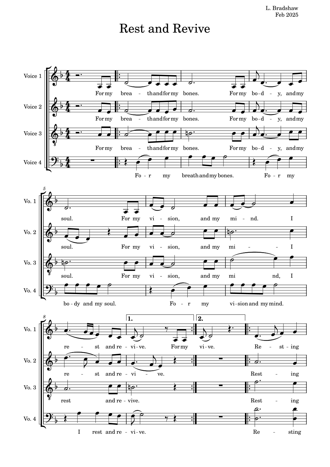 Rest and Revive by Laura Bradshaw Sheet Music for SATB Choir at Sheet ...