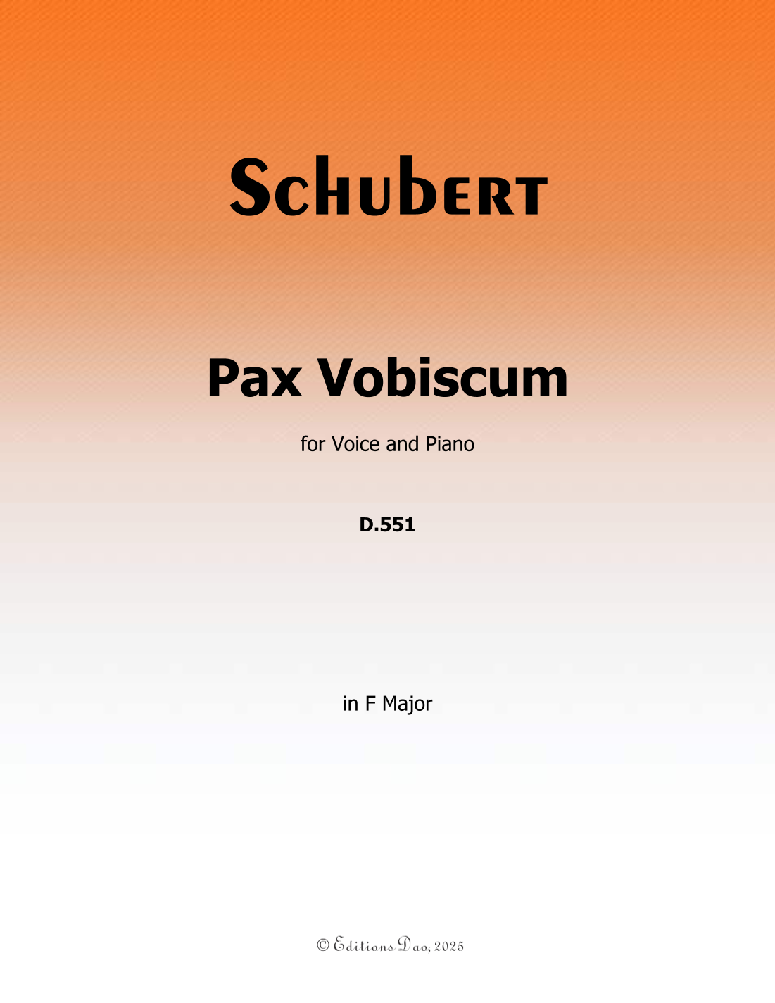 Pax Vobiscum, by Schubert, D.551, in F Major (arr. Editions Dao) by ...