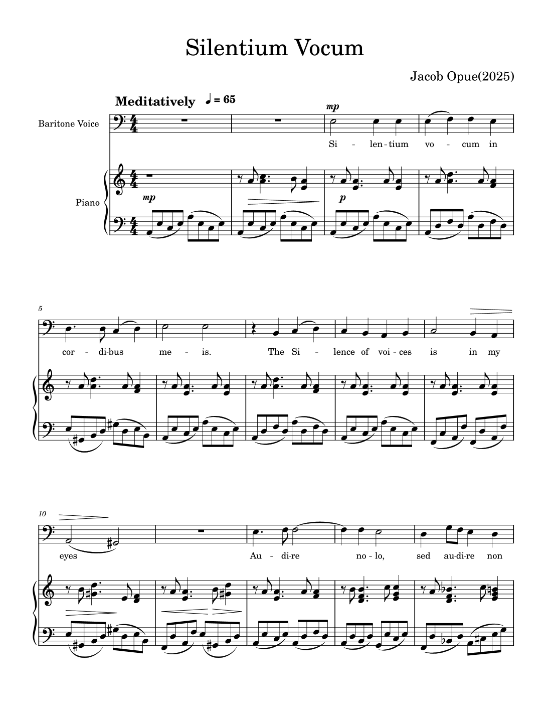 Silentium Vocum by Jacob Opue Sheet Music for Piano & Vocal at Sheet ...