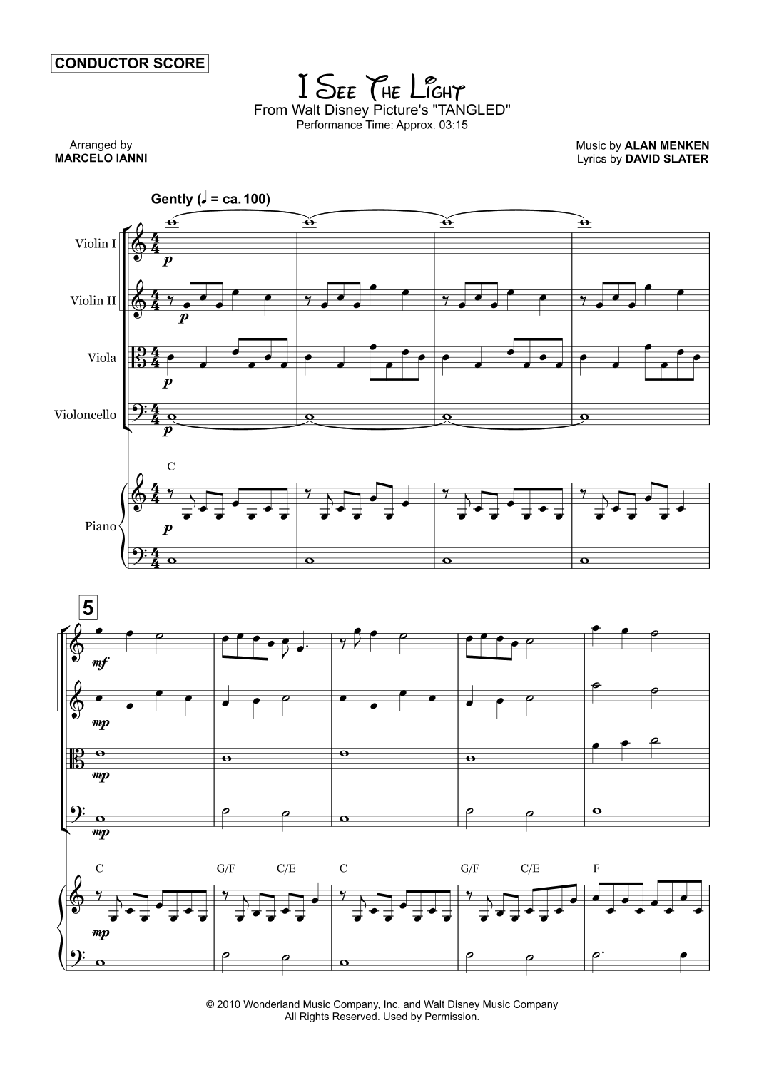 I See The Light (arr. Marcelo Ianni) by Glenn Slater Sheet Music for ...