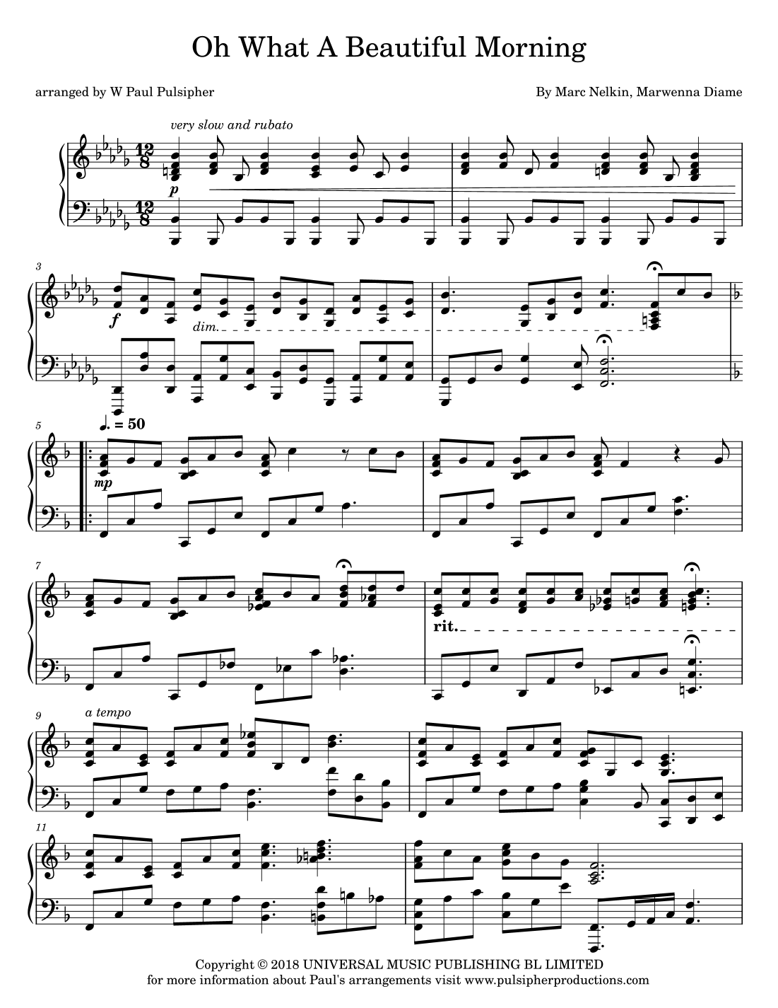 Oh What A Beautiful Morning (arr. W Paul Pulsipher) by Marwenna Diame ...