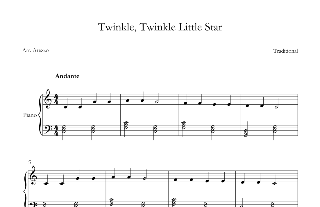 twinkle twinkle little star easy piano chords (arr. Arezzo Music) par ...