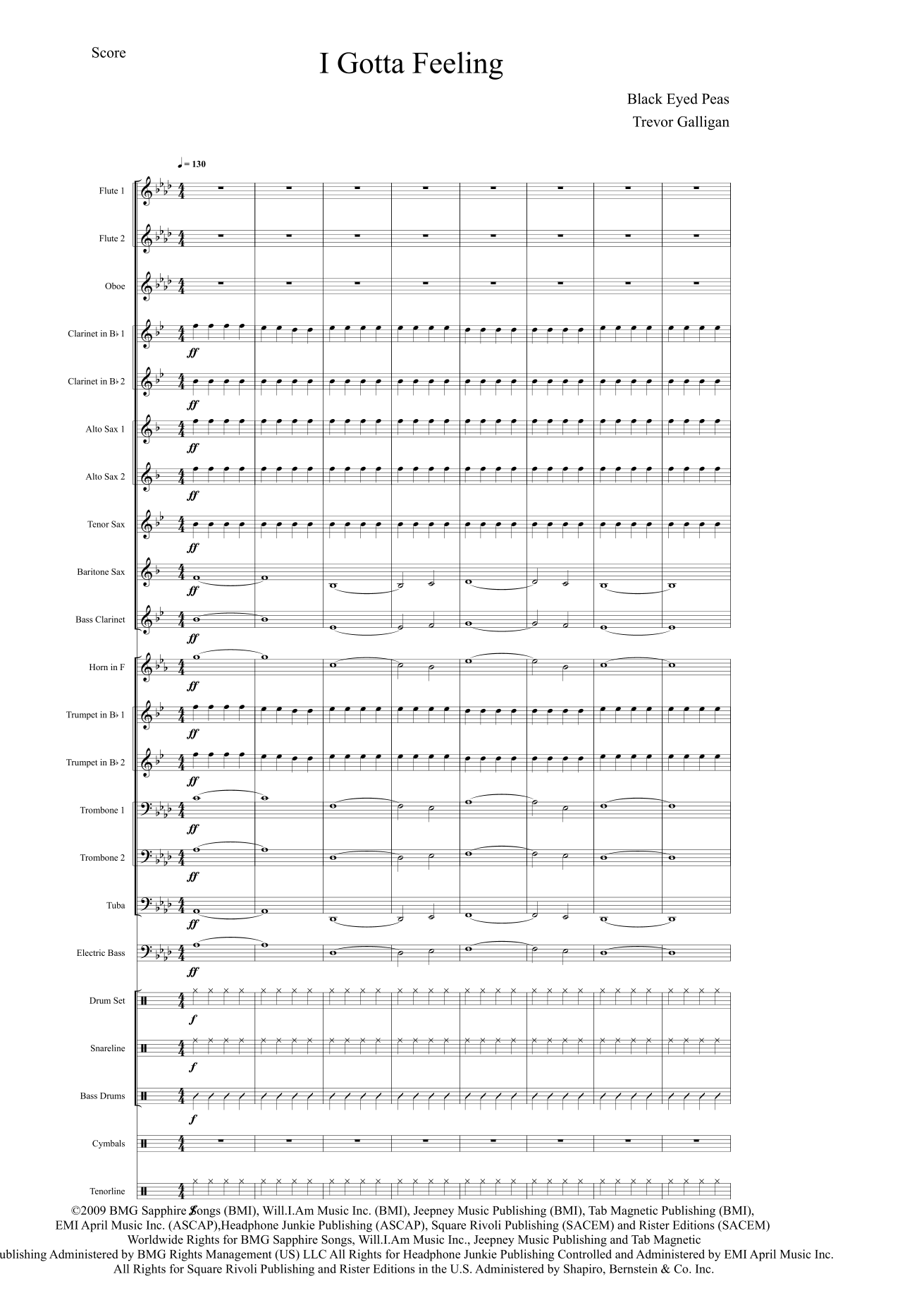 I Gotta Feeling (arr. Trevor Galligan) by The Black Eyed Peas Sheet ...