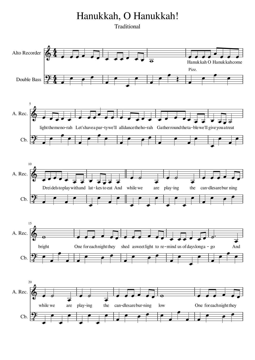 Hanukkah o Hanukkah (arr. Unknown) by Traditional Sheet Music for Easy ...