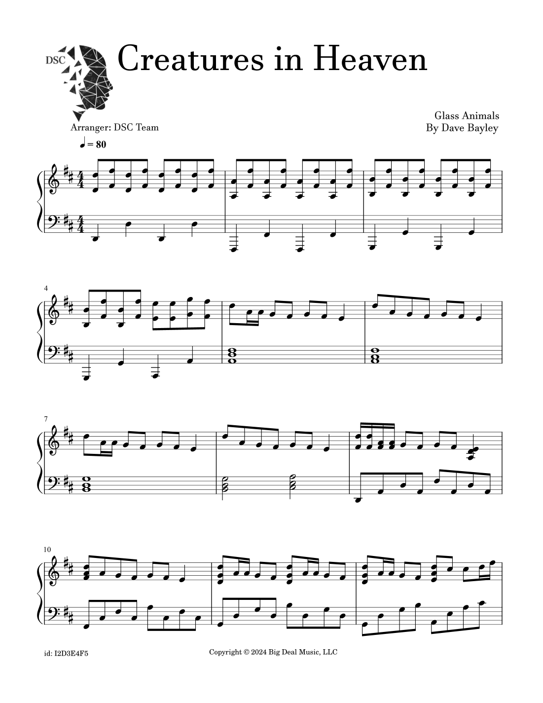 Creatures In Heaven (arr. Digital Scores Collection) by Glass Animals ...