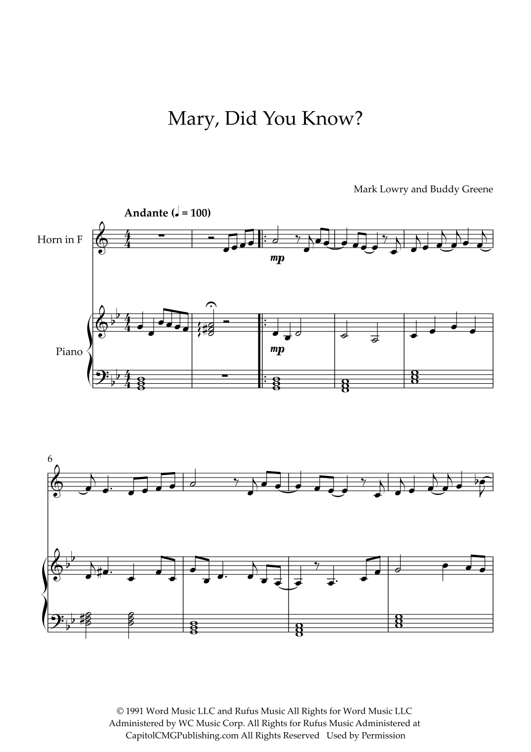 Mary, Did You Know? (arr. D. M. Scores) by Kathy Mattea Sheet Music for ...
