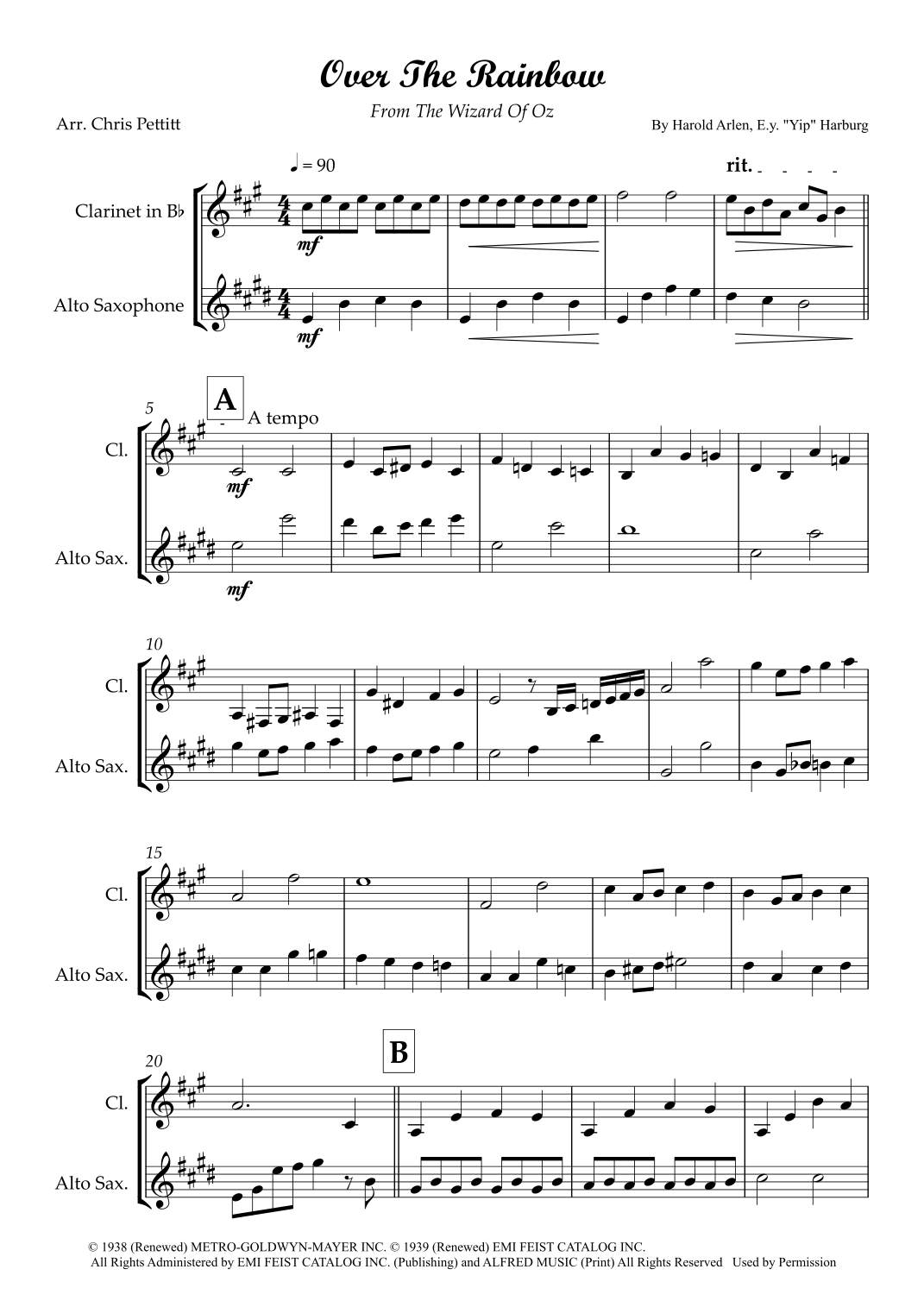Over The Rainbow (arr. Chris Pettitt) by Judy Garland Sheet Music for ...