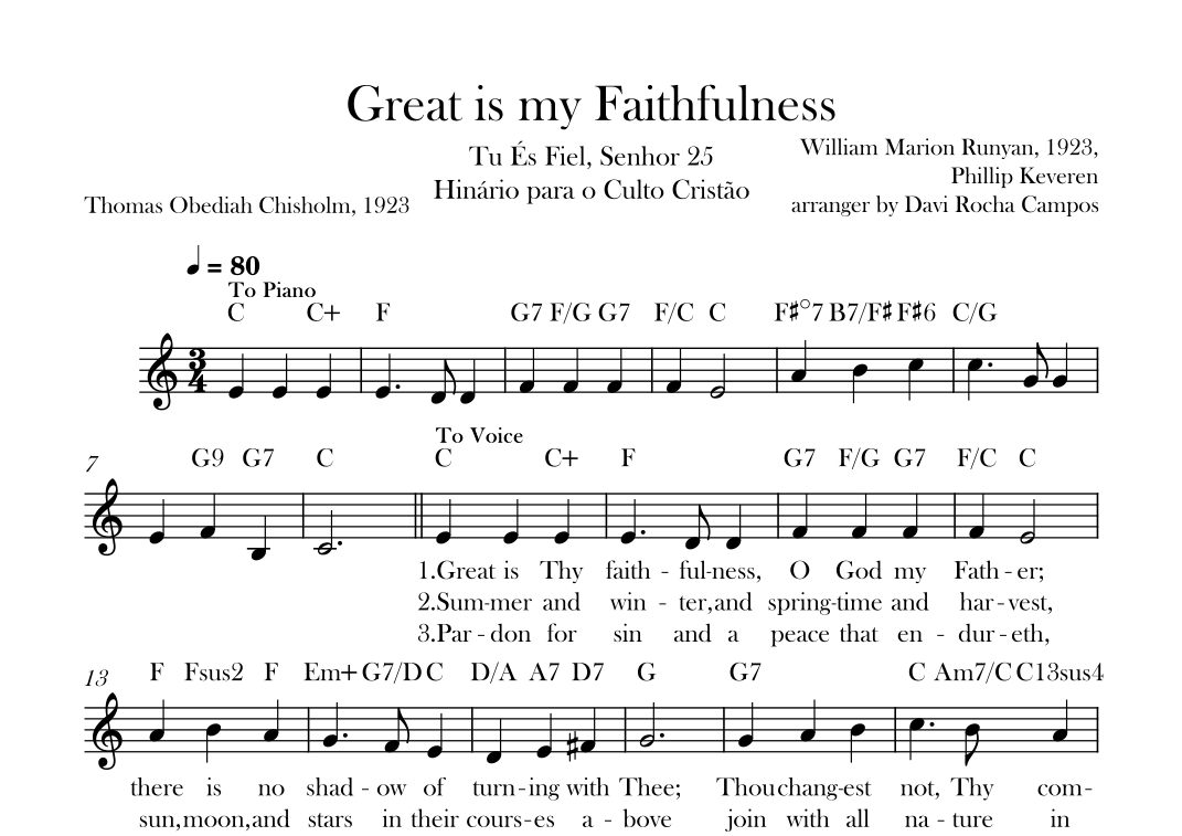 Great Is Thy Faithfulness (arr. Davi Rocha Campos) by Phillip Keveren ...