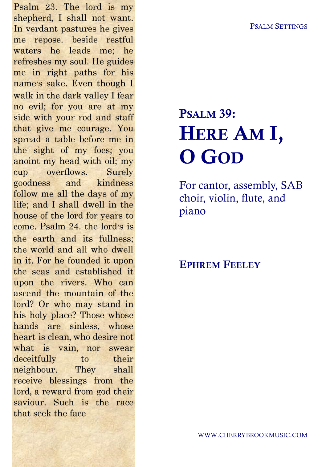 Psalm 39: Here Am I, O God by Ephrem Feeley Sheet Music for SAB Choir ...