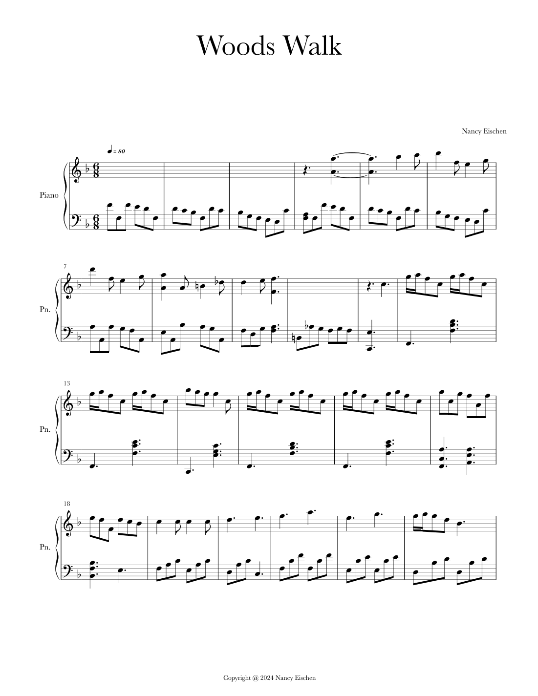 Woods Walk by Nancy Eischen Sheet Music for Piano Solo at Sheet Music ...