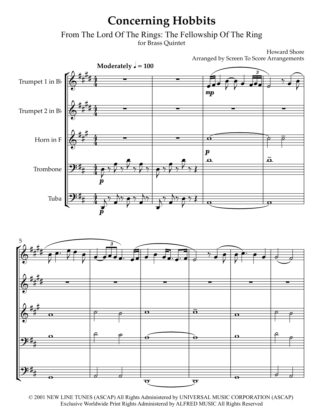 Concerning Hobbits (arr. Screen to Score Arrangements) von Ost ...