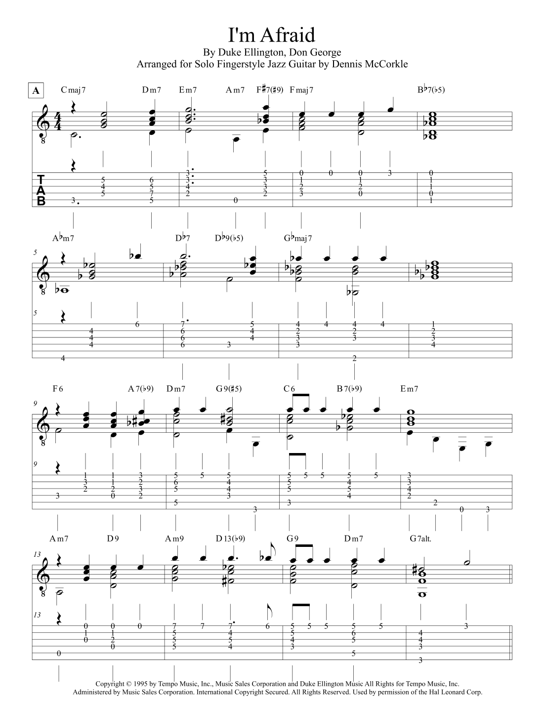 I'm Afraid (arr. Dennis McCorkle) by Duke Ellington Sheet Music for ...