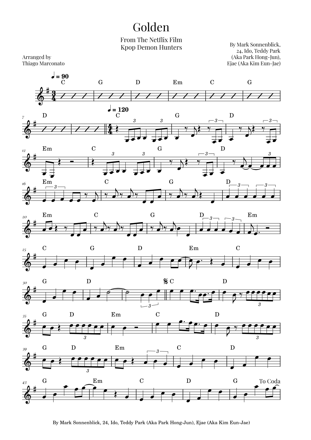 Golden (arr. Thiago Marconato) by Huntr/X (Ejae, Audrey Nuna And Rei ...