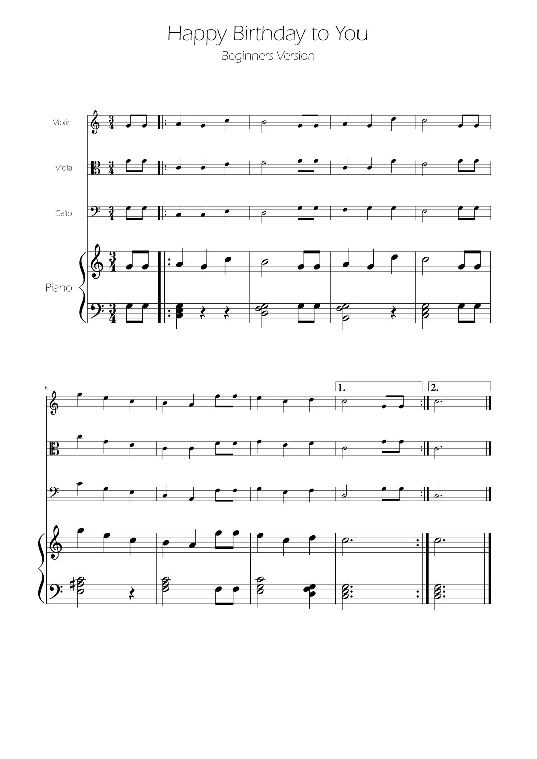 Happy Birthday to You - String Trio (arr. Ygor Nunes) by Public Domain ...