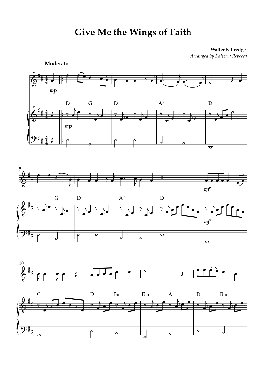 Give Me the Wings of Faith (arr. Kaiserin Rebecca) by Walter Kittredge ...