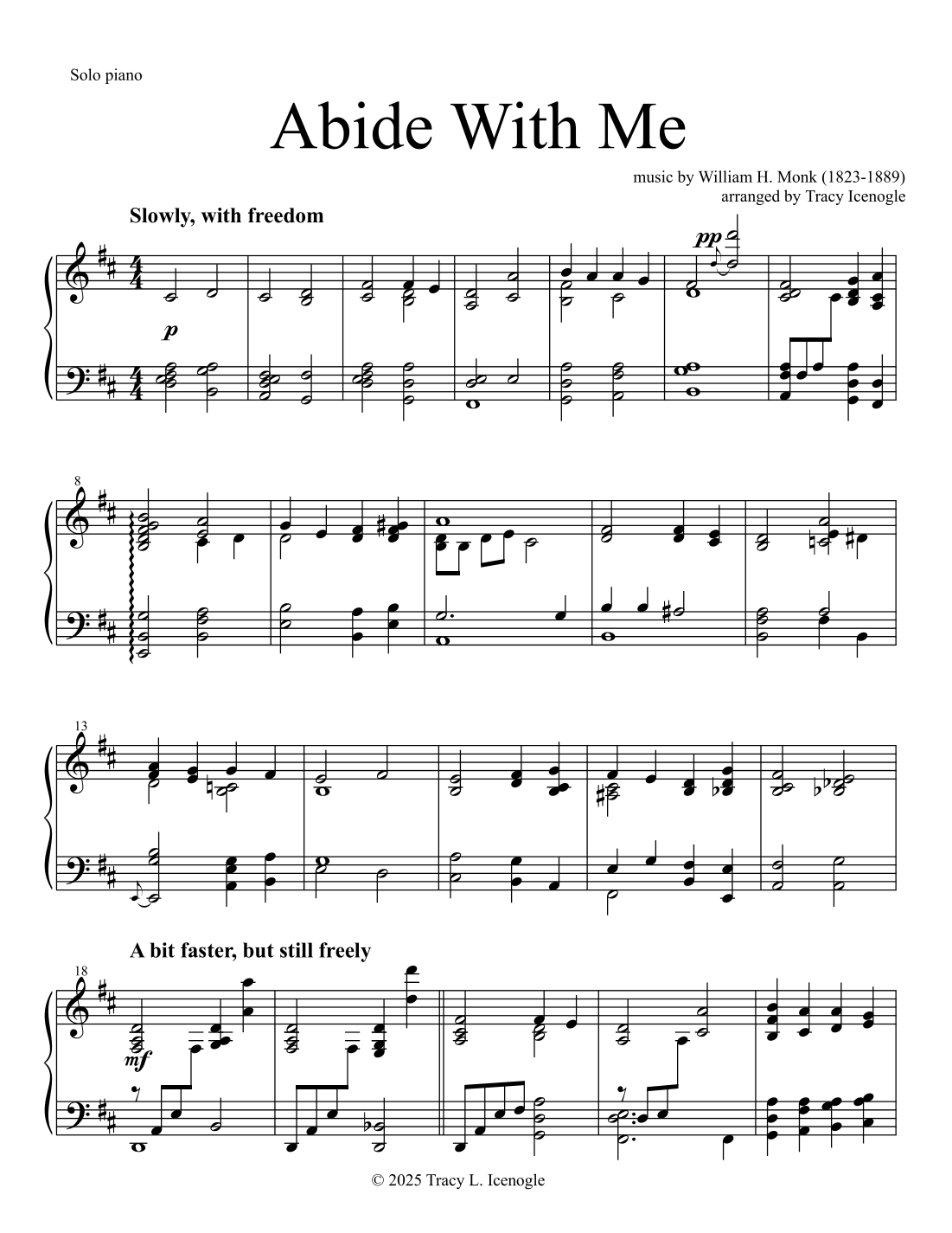 Abide With Me (arr. Tracy L Icenogle) by William H. Monk (1823-1889 ...