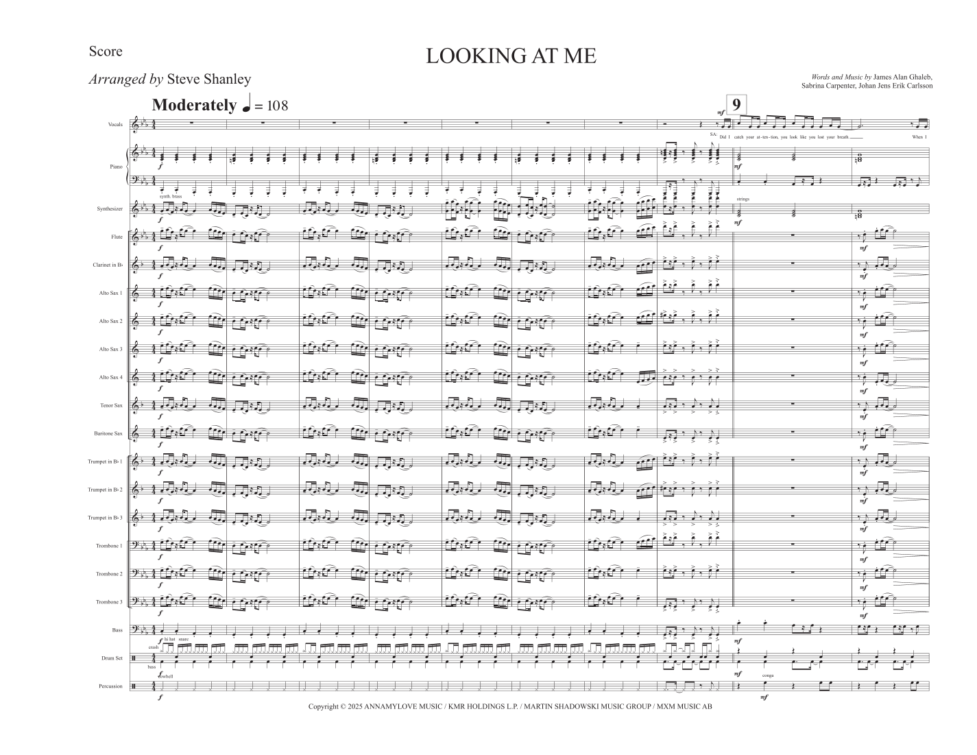 Looking At Me (arr. Steve Shanley) by Sabrina Carpenter Sheet Music for ...