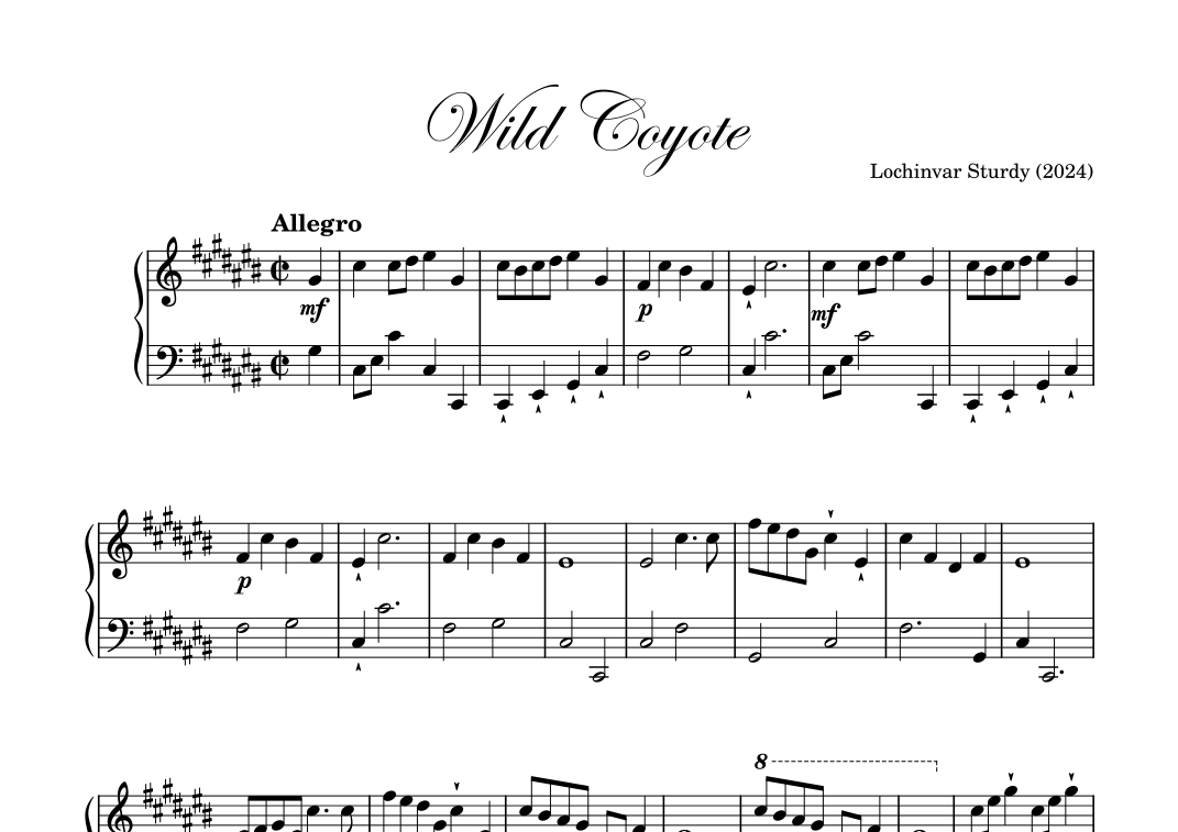 Wild Coyote by Lochinvar Sturdy Sheet Music for Piano Solo at Sheet ...