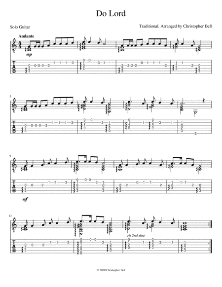 Do Lord - Chord Melody (arr. Christopher Bell) by Traditional Sheet ...