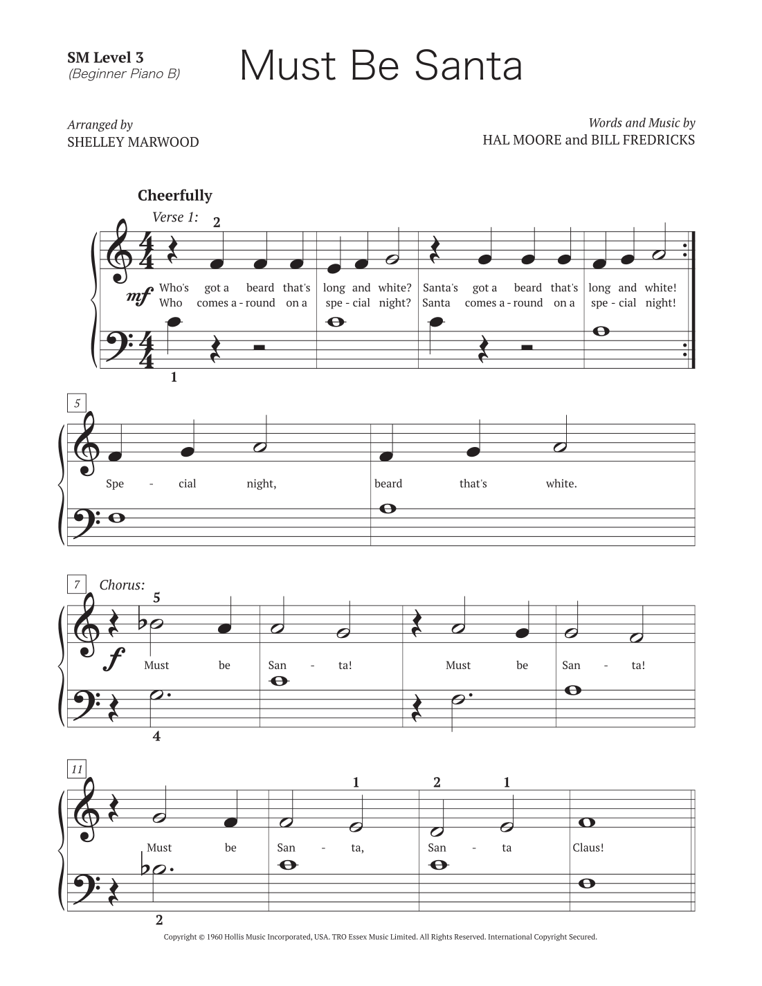 Must Be Santa (arr. Shelley Marwood) by Bill Fredricks Sheet Music for ...