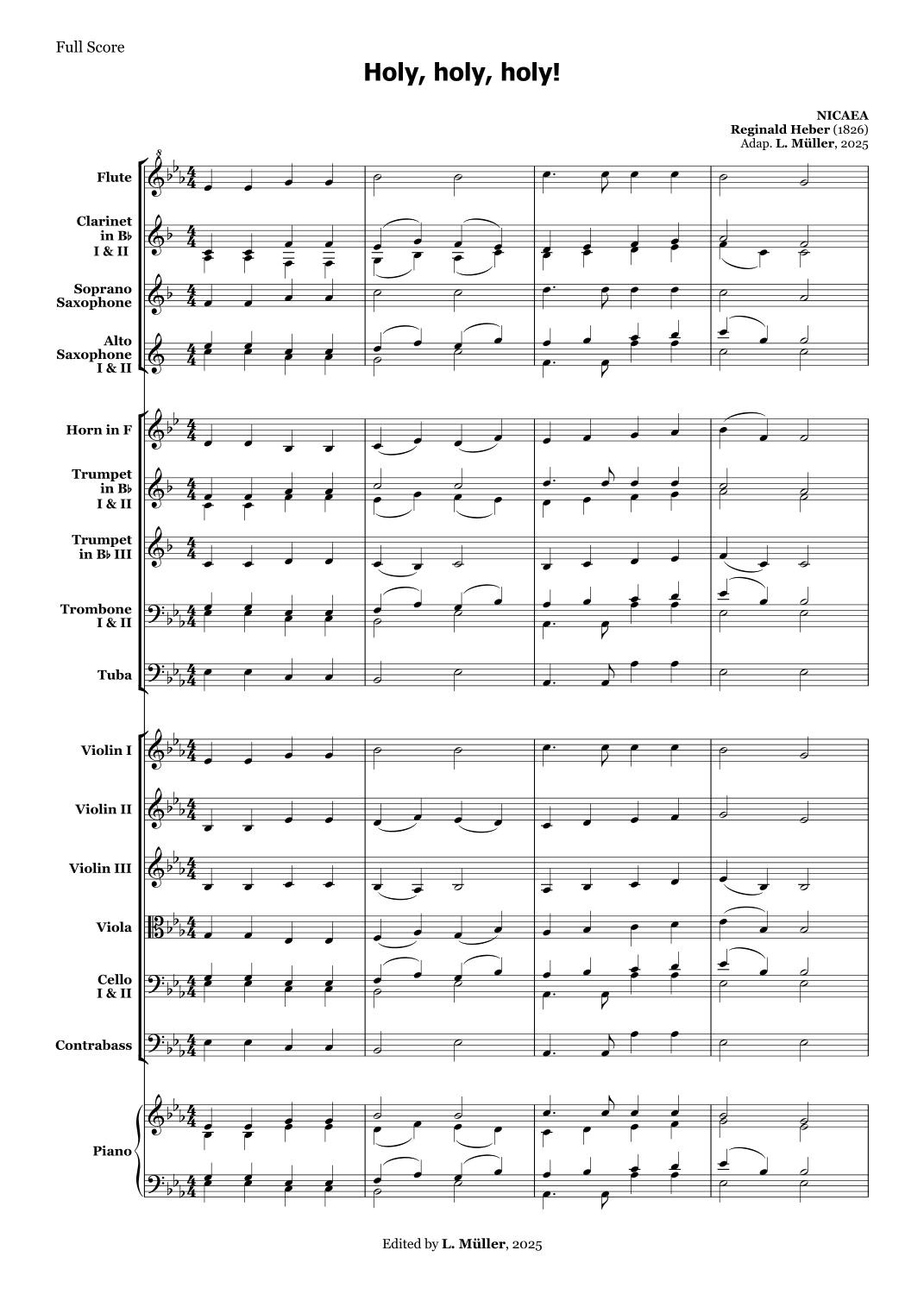 Holy, Holy, Holy! - for Beginner Orchestra (arr. L. Müller) by Reginald ...