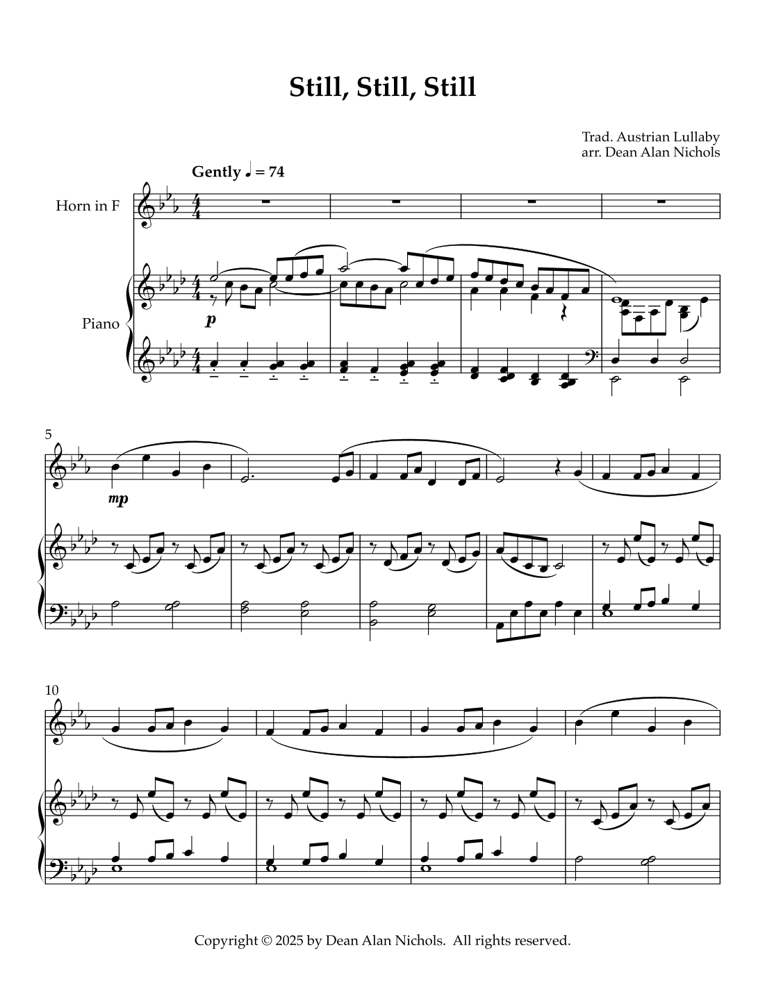 Still, Still, Still (arr. Dean Alan Nichols) by Traditional Austrian ...