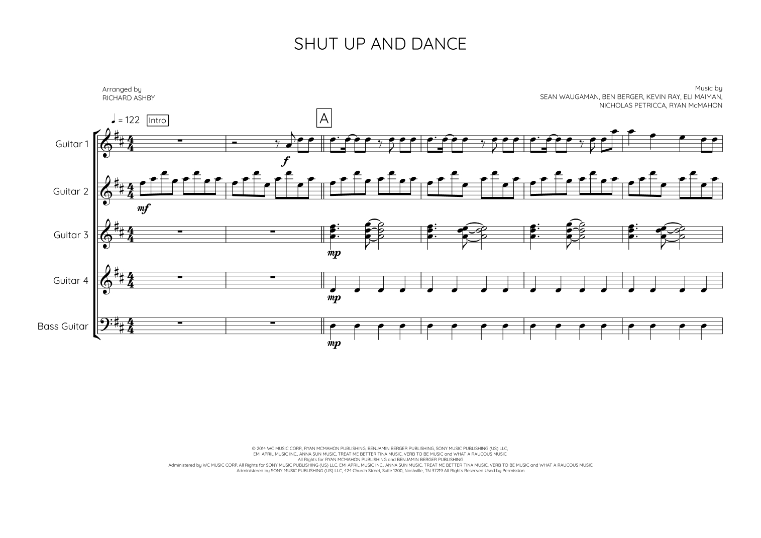 Shut Up And Dance (arr. Richard Ashby) by Walk The Moon Sheet Music for ...