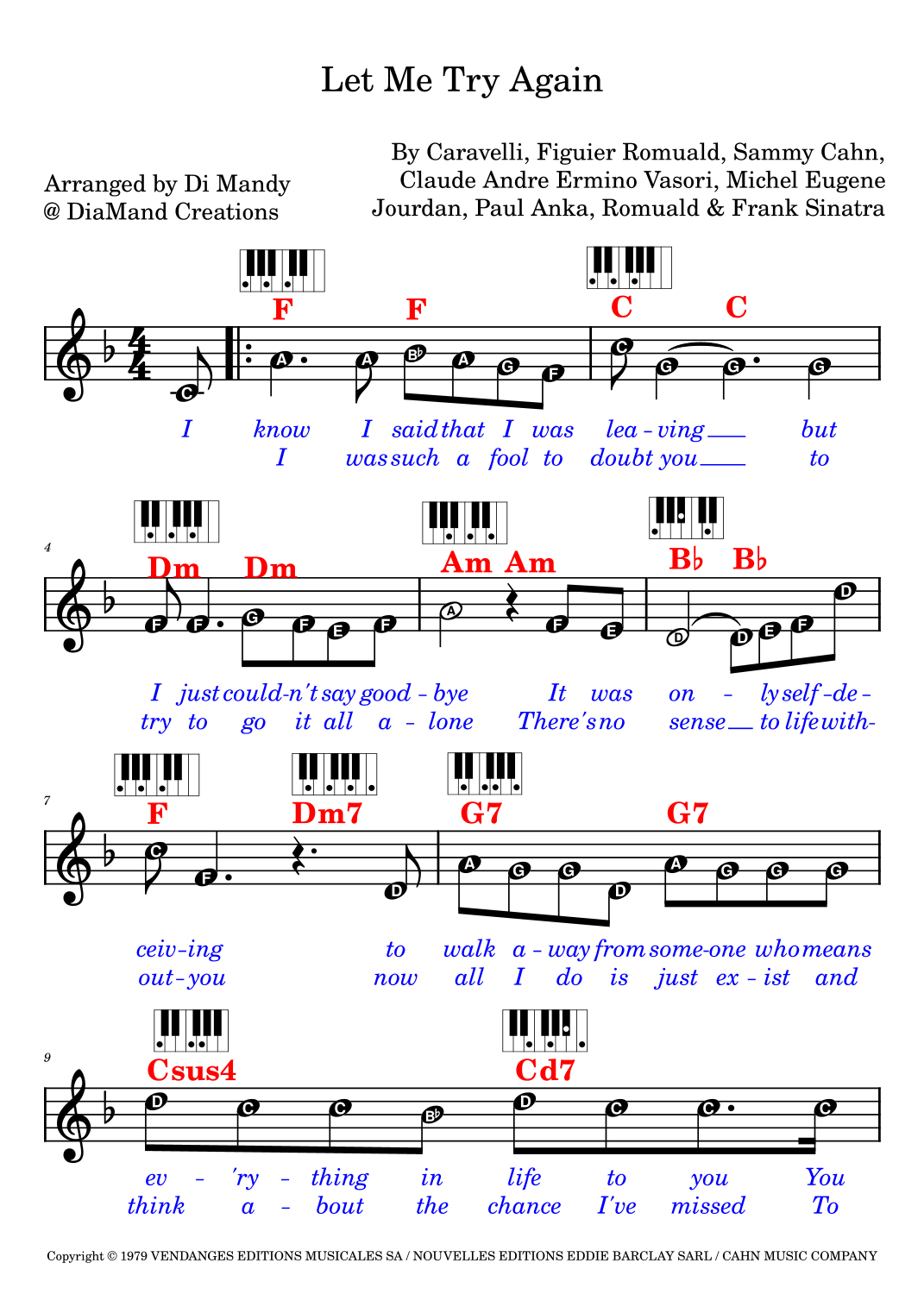 Let Me Try Again (arr. Dianne Mandy) by Frank Sinatra Sheet Music for ...