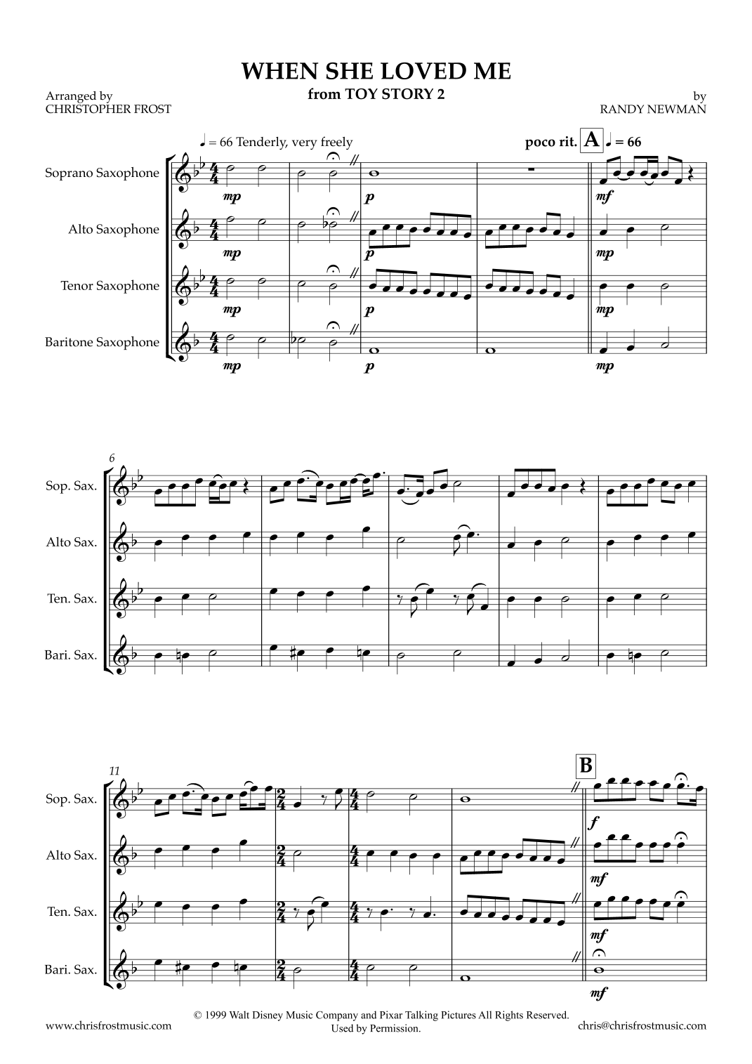 When She Loved Me (arr. Christopher Frost) by Sarah McLachlan Sheet ...