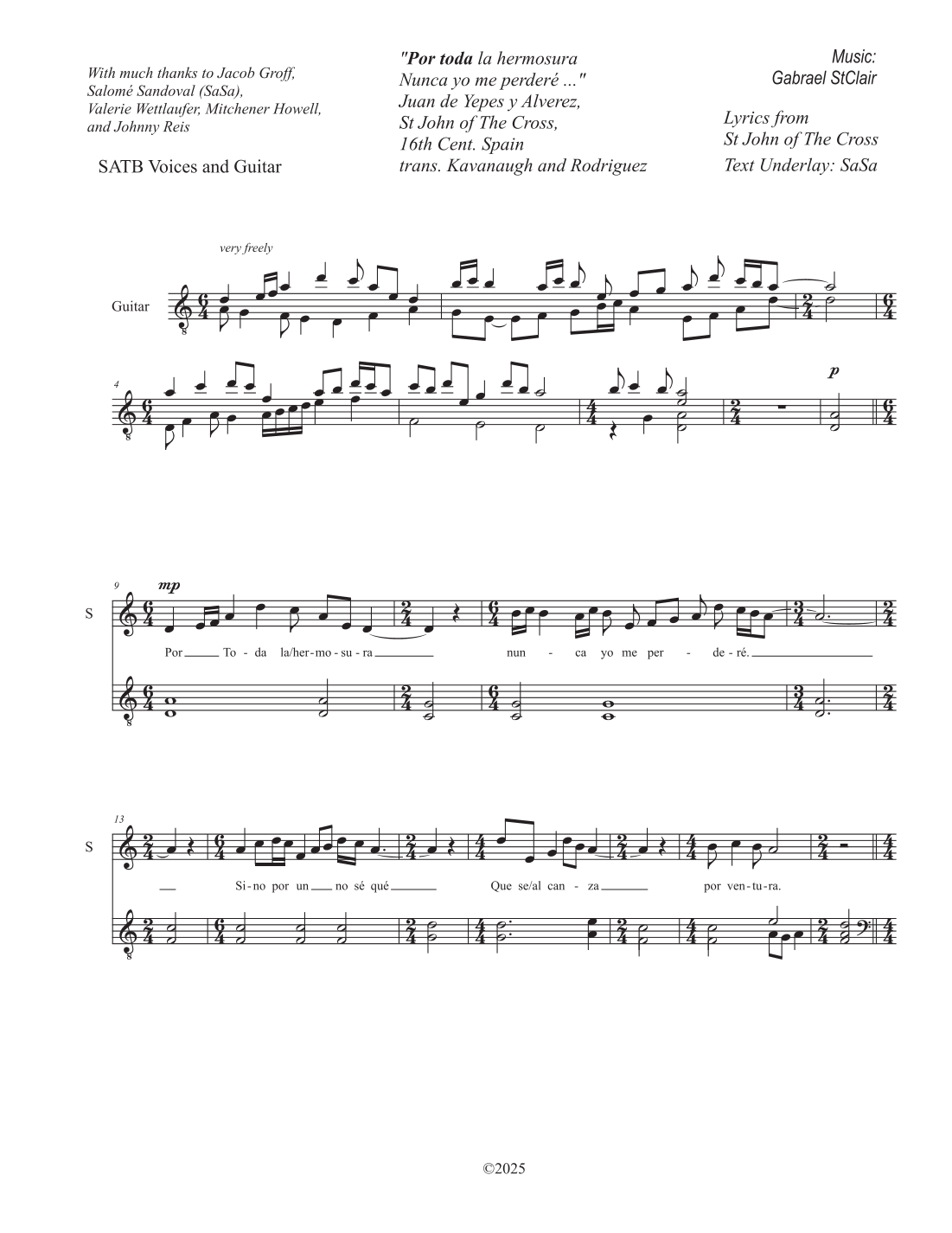 Por Toda by Gabrael StClair Sheet Music for SATB Choir at Sheet Music ...