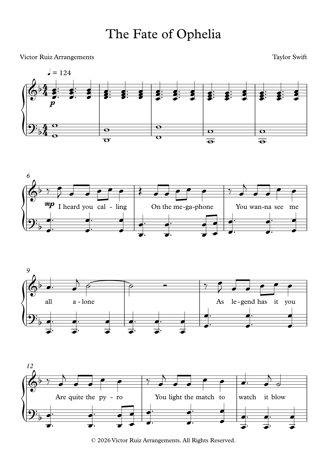 The Fate Of Ophelia (arr. Víctor Ruiz Arrangements) por Taylor Swift ...