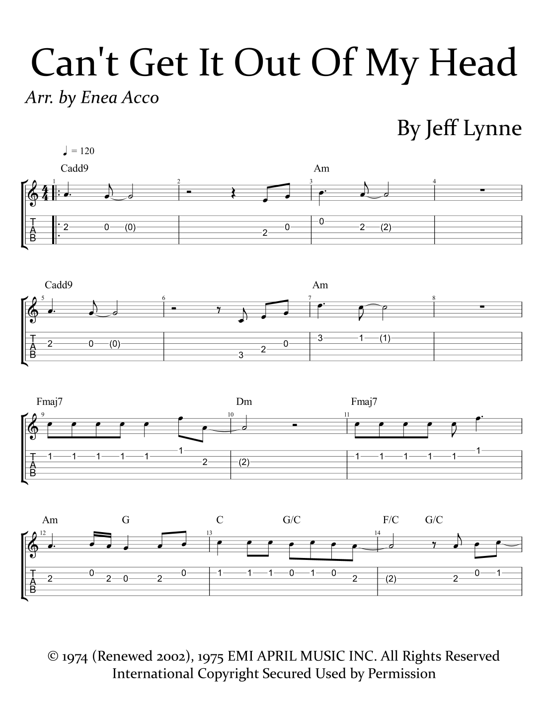 Can't Get It Out Of My Head by Electric Light Orchestra Sheet Music for ...