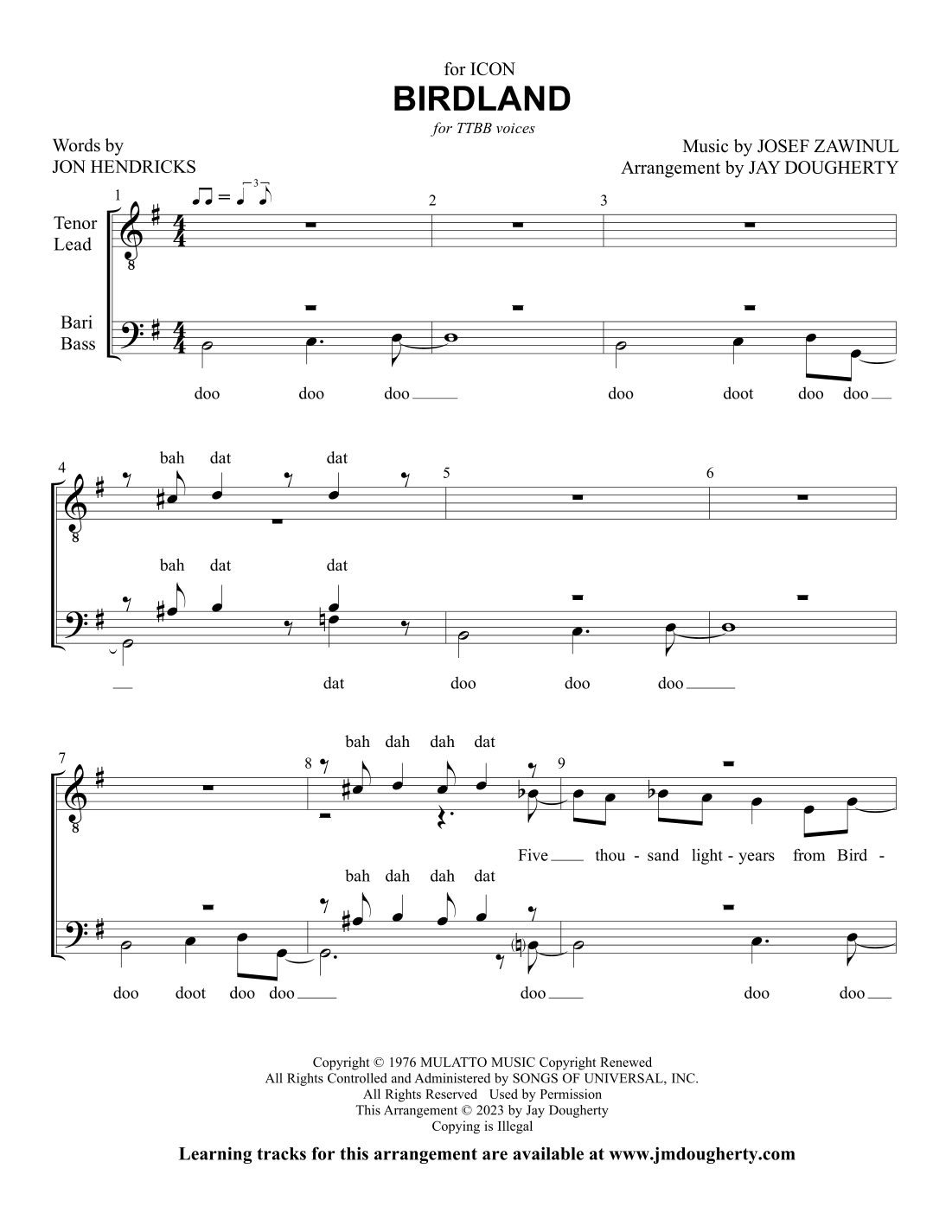 Birdland (arr. Jay Dougherty) by Manhattan Transfer Sheet Music for ...