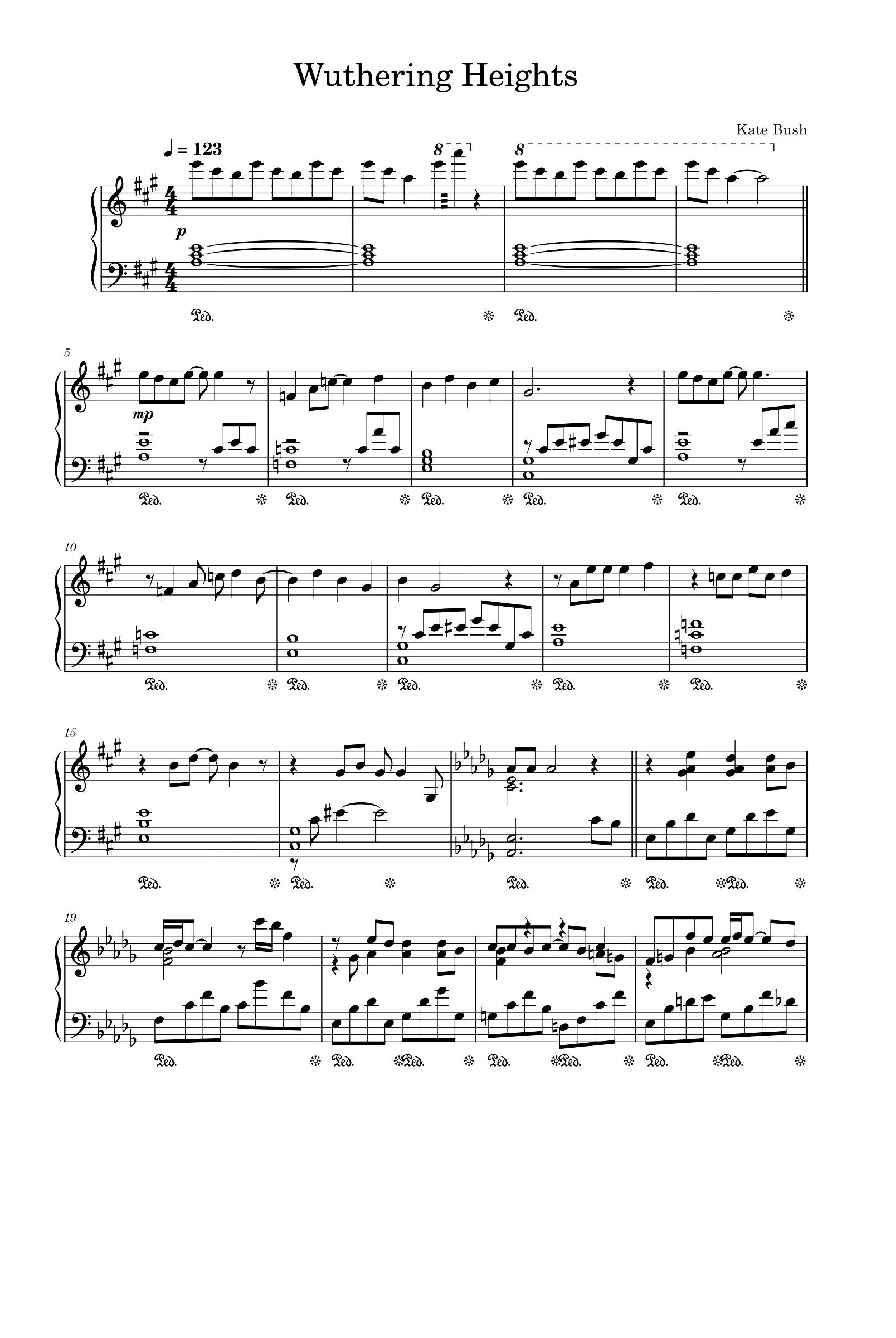 Wuthering Heights (arr. Kate Bush) by Kate Bush Sheet Music for Piano ...