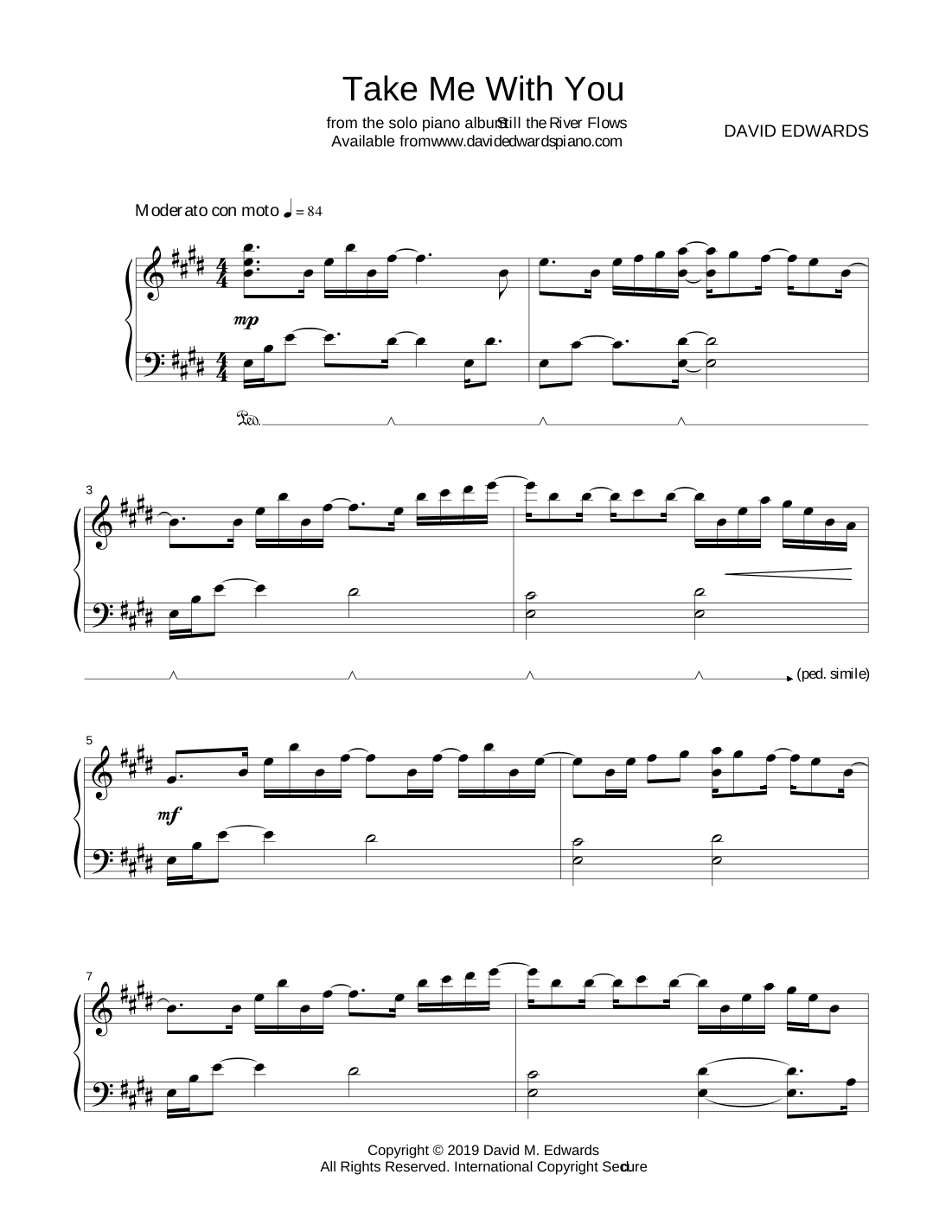 Take Me With You by David M. Edwards Sheet Music for Piano Solo at ...