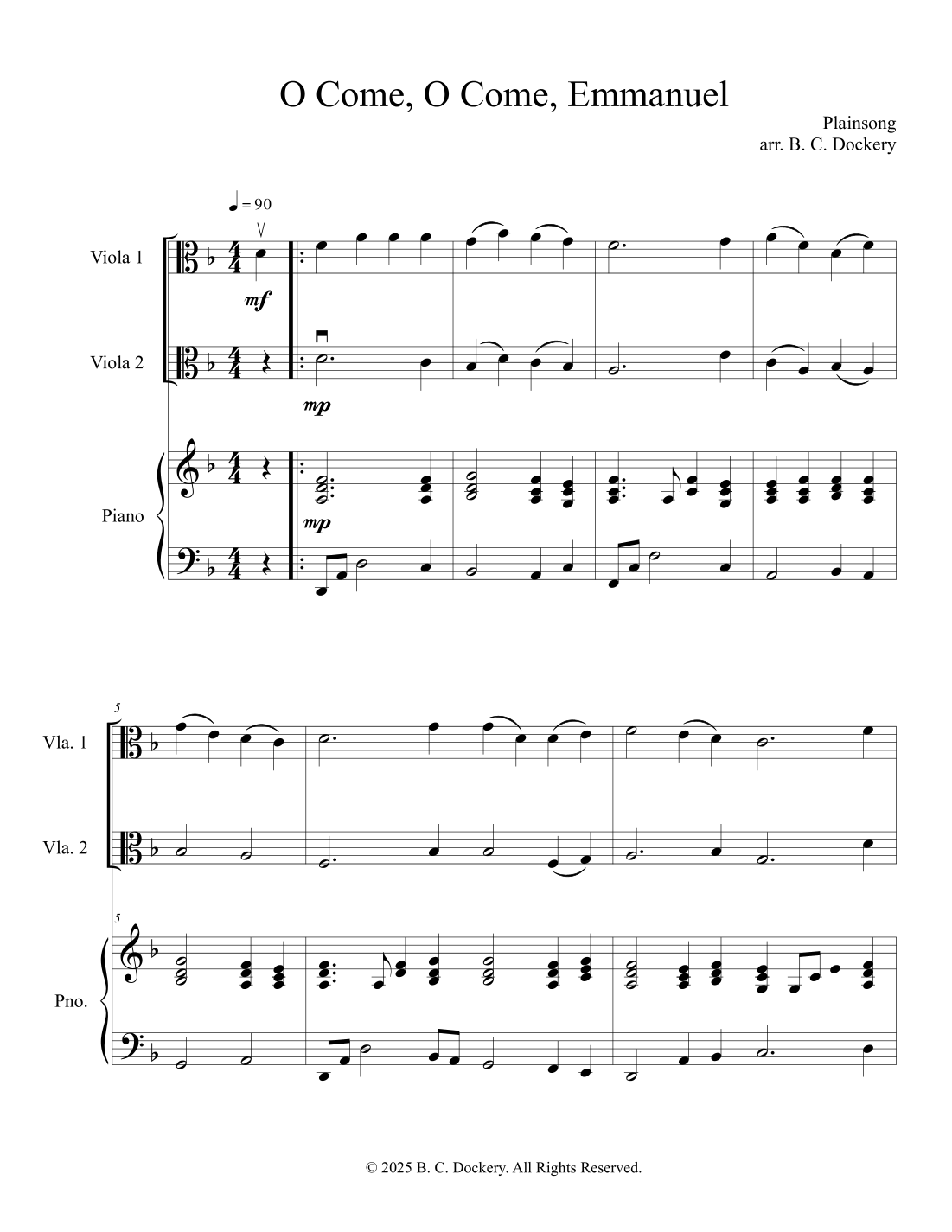 O Come, O Come, Emmanuel (Viola Duet with Piano Accompaniment) (arr. B ...