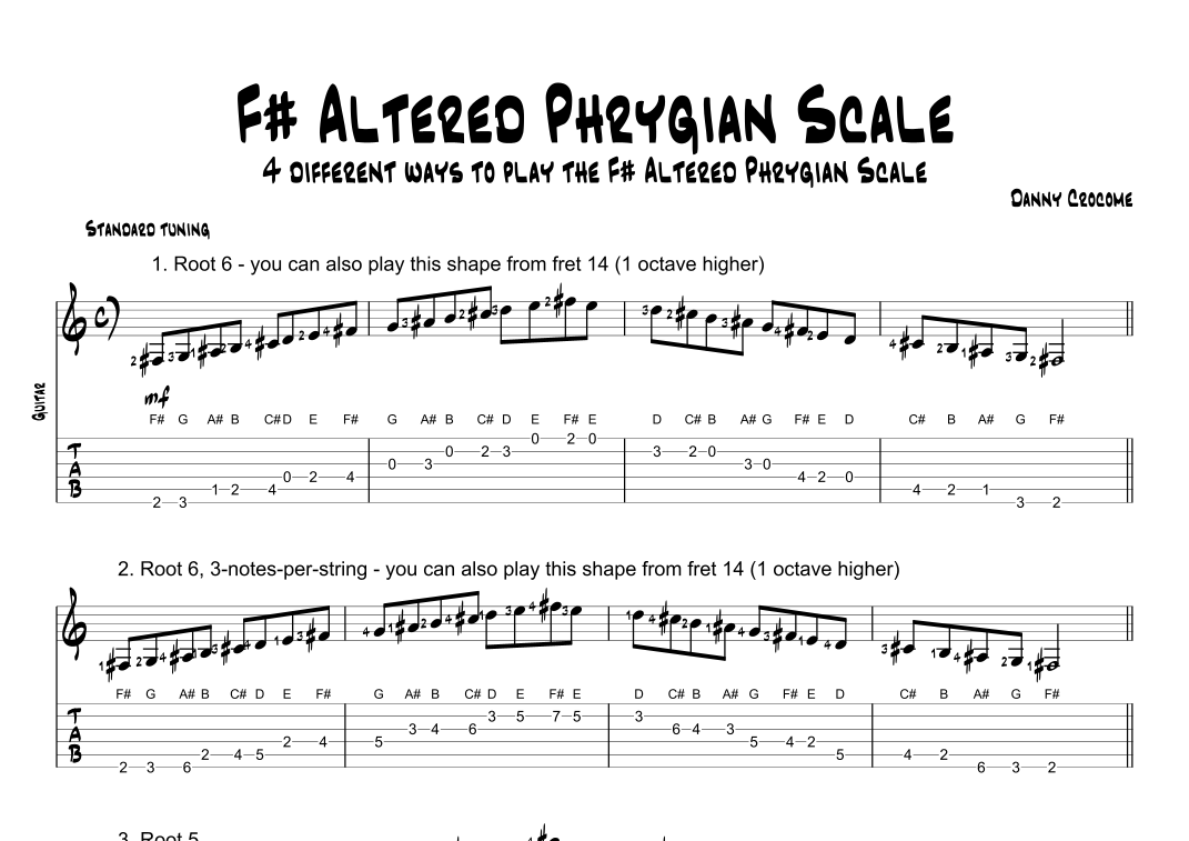 F# Altered Phrygian Scale (4 Ways to Play) by Traditional Sheet Music ...