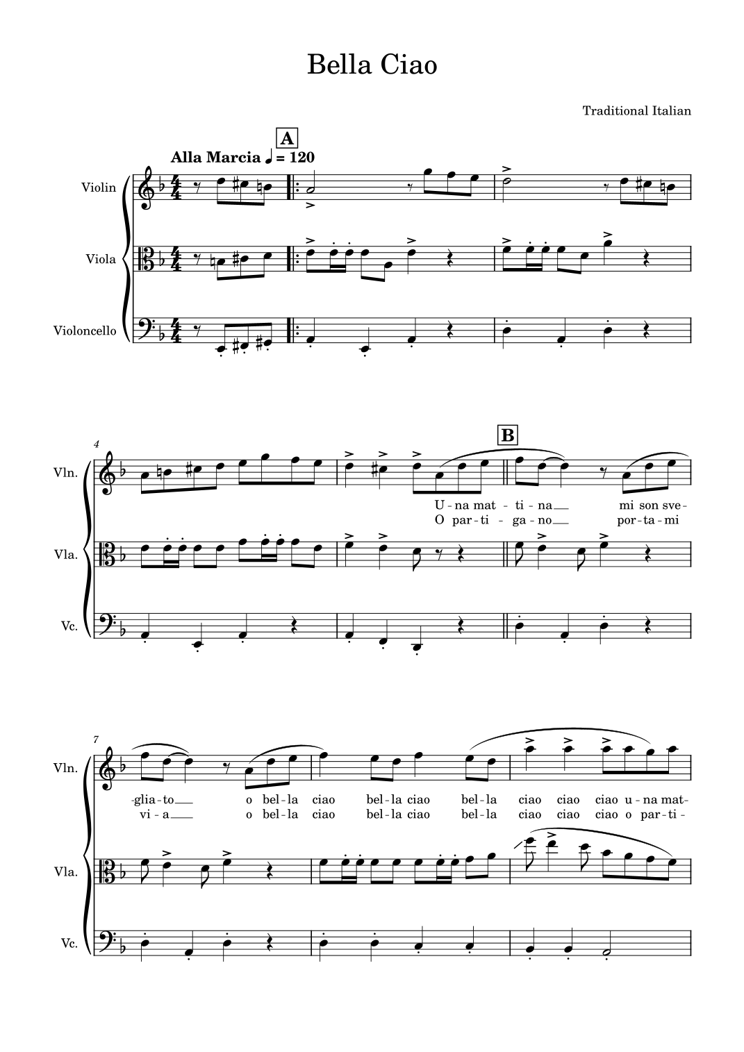 Bella Ciao (arr. Musaic) by Traditional Italian Sheet Music for String ...