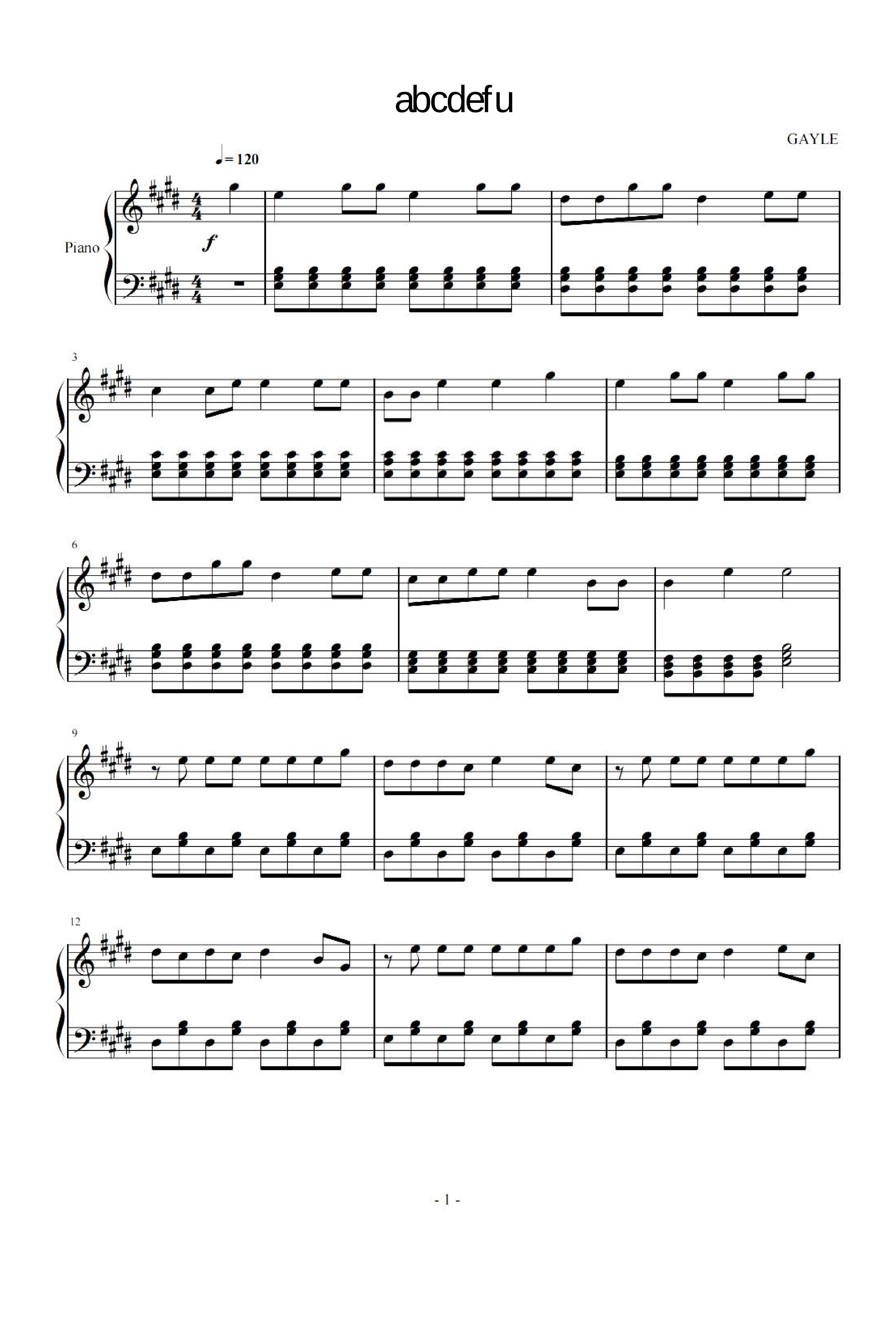Abcdefu (arr. Gayle) by Gayle Sheet Music for Piano Solo at Sheet Music ...