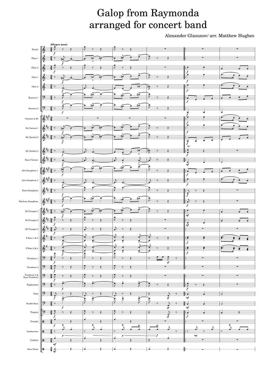 Galop from Raymonda (arr. Matthew Hughes by Alexander Glazunov Sheet ...
