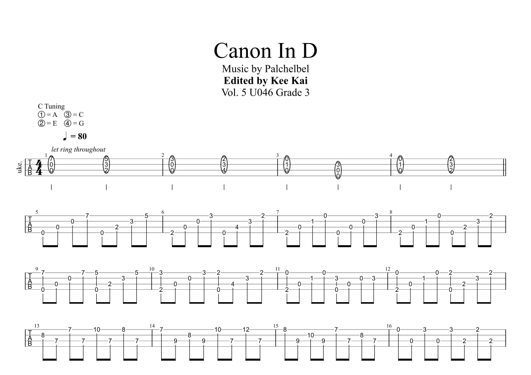 Canon In D (arr. Kee Kai ( Ukulele Arrangement Malaysia )) by Brian ...