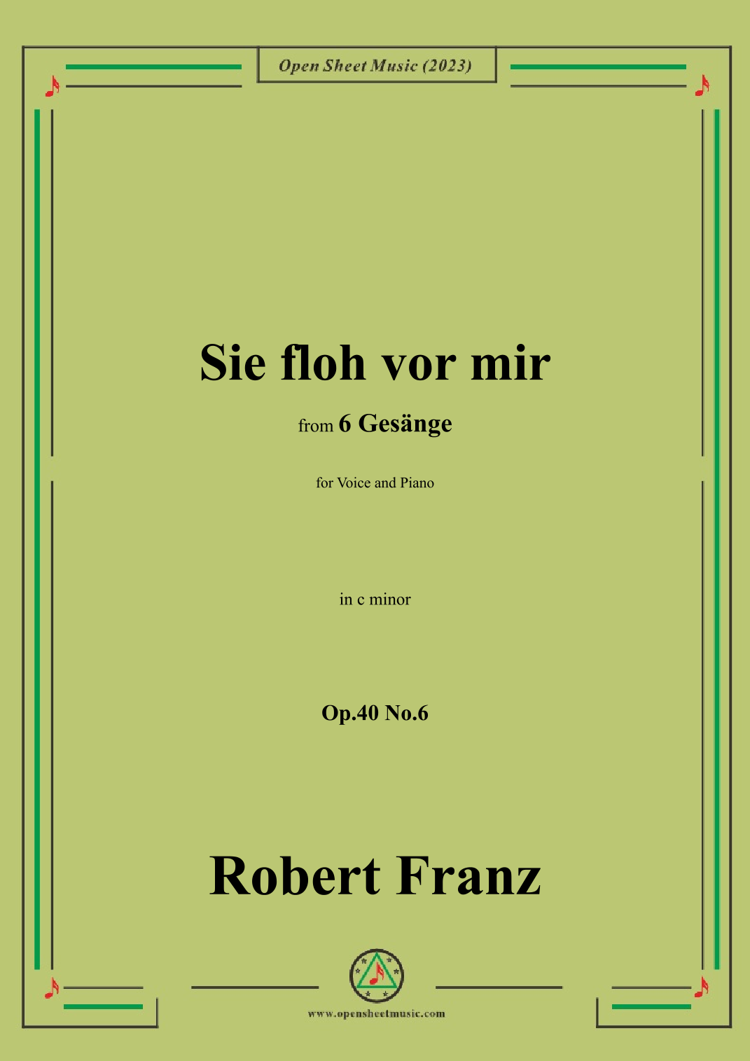 R. Franz-Sie floh vor mir,in c minor (arr. OSM) by Robert Franz Sheet ...