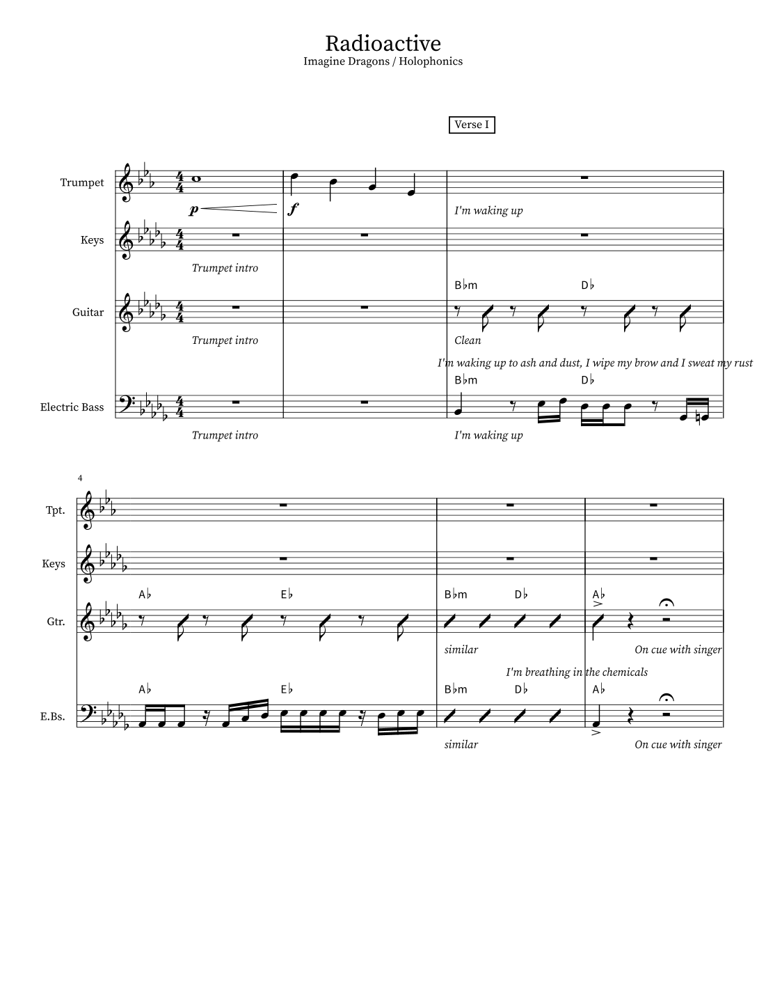 Radioactive (arr. Holophonics) by Imagine Dragons Sheet Music for ...