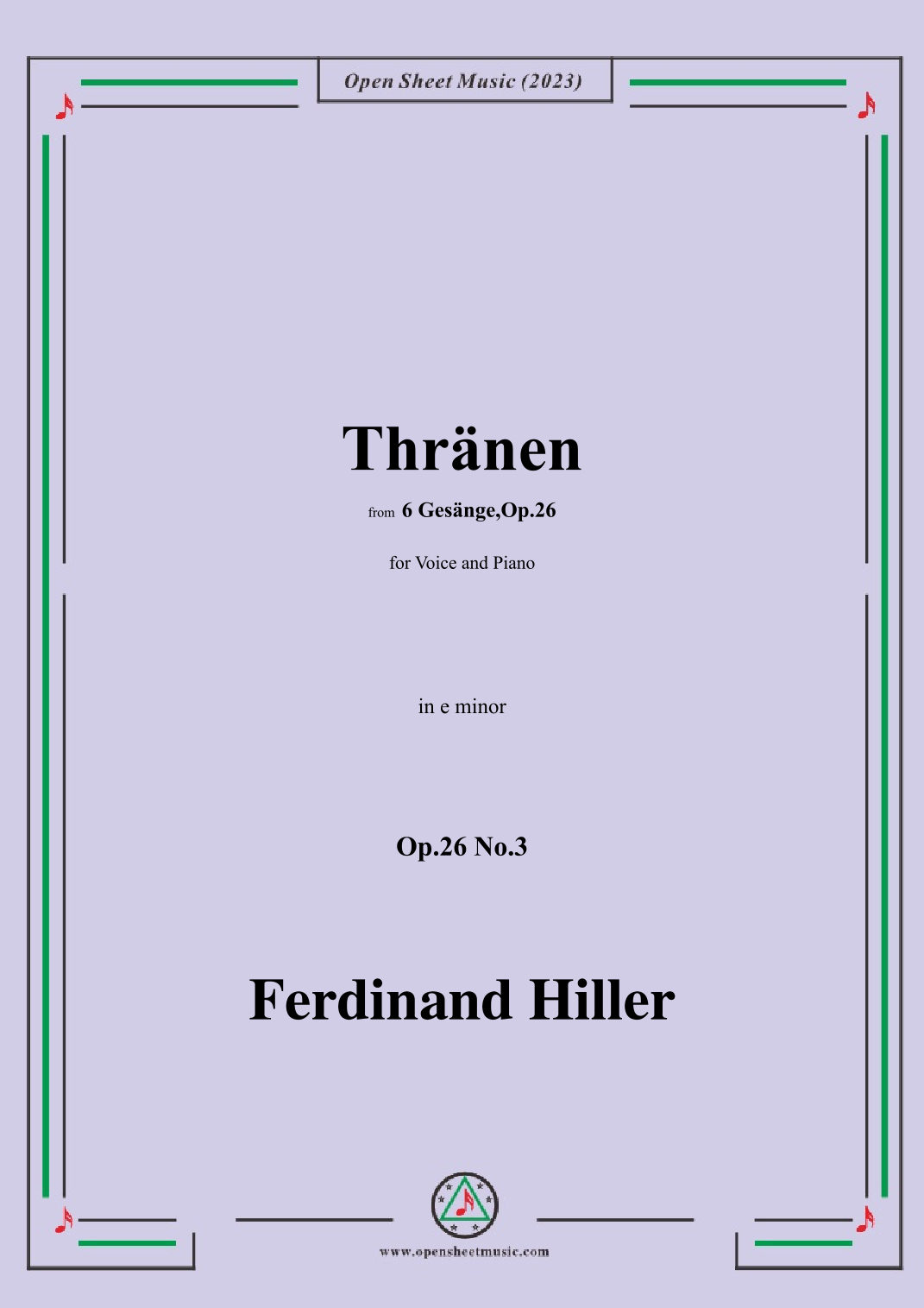 F. Hiller-Thränen,Op.26 No.3,in e minor (arr. OSM) by Ferdinand Hiller ...