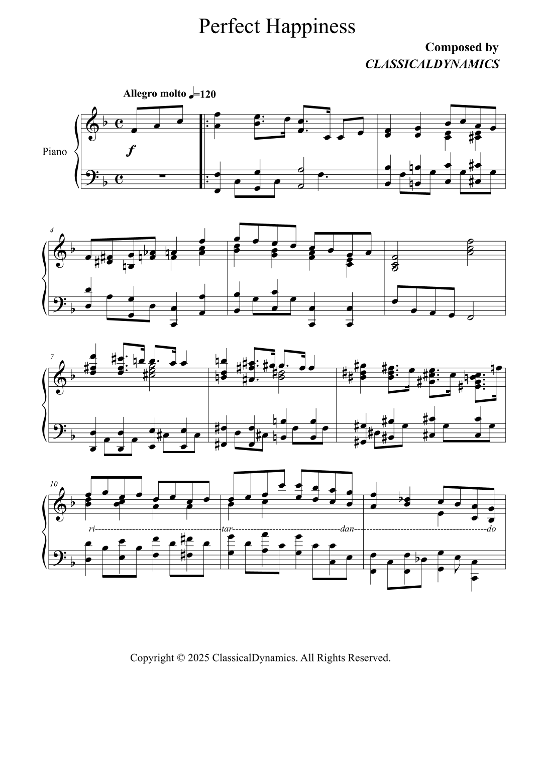 Perfect Happiness by ClassicalDynamics Sheet Music for Piano Solo at ...