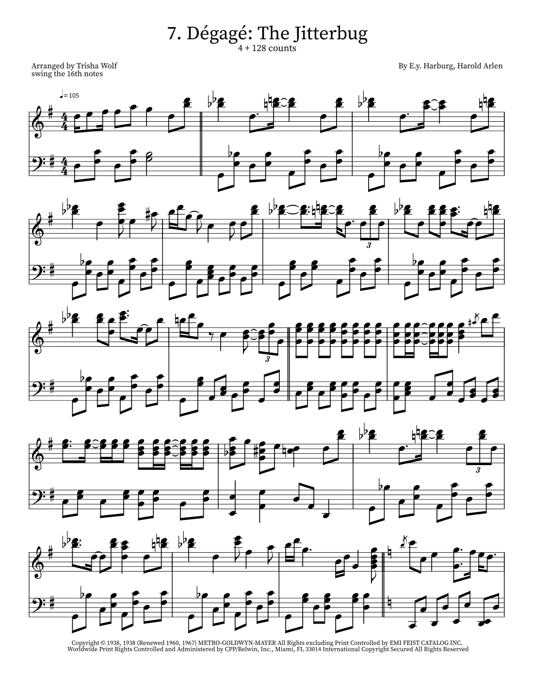 The Jitterbug (arr. Trisha Wolf) by E.Y. Harburg Sheet Music for Piano ...