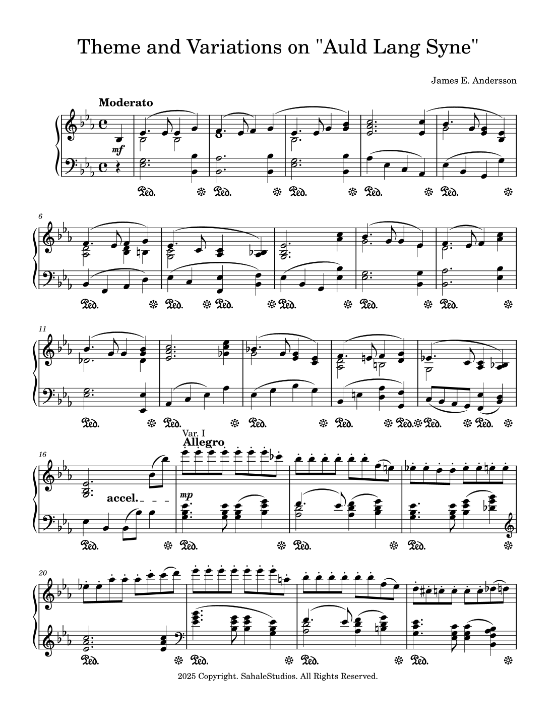 Theme and Variations on "Auld Lang Syne" by James E. Andersson Sheet ...