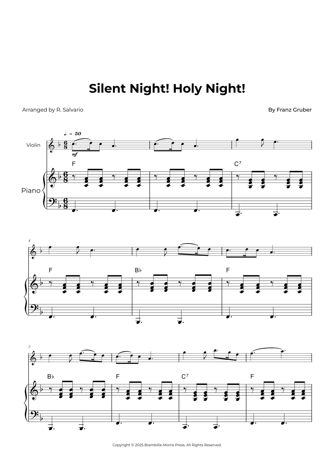 Silent Night! Holy Night! - Violin (With Piano Accompaniment) (arr. R ...
