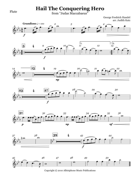 Hail The Conquering Hero - Parts Sheet Music | Georg Friedrich Handel | Woodwind Ensemble