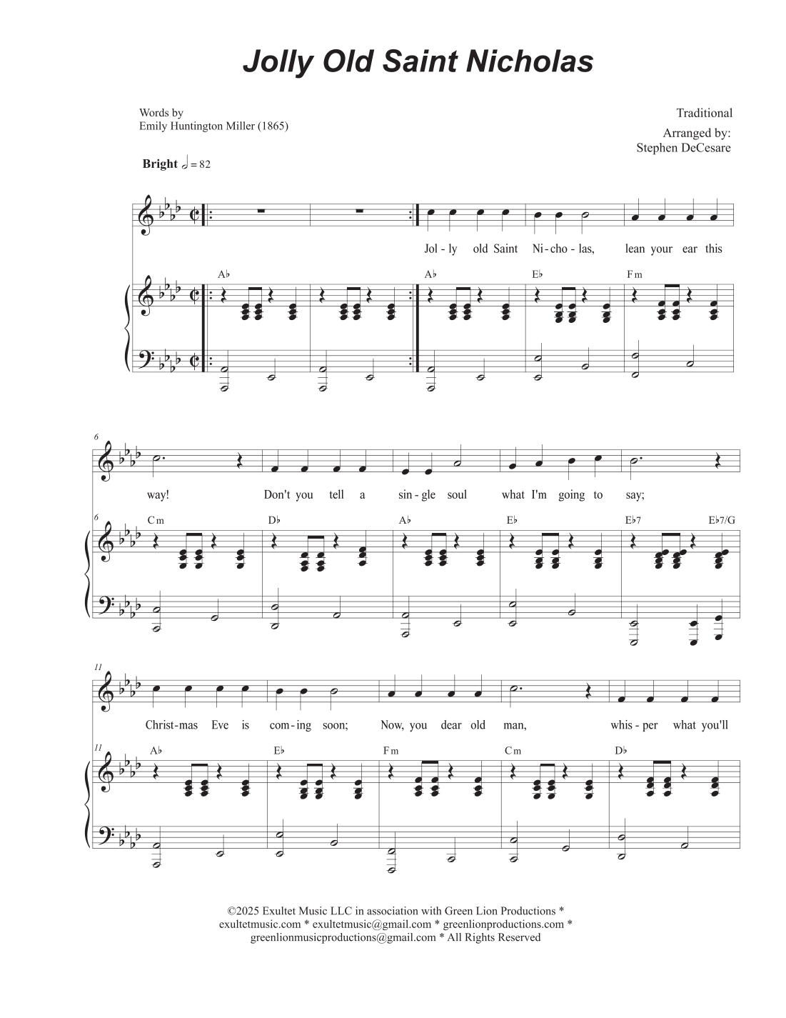 Jolly Old Saint Nicholas (Vocal solo) (arr. Stephen DeCesare) por ...